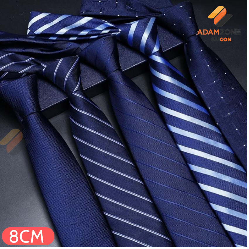 Cà vạt nam màu xanh bản to 8cm phong cách chững chạc, cravat công sở, Cavat chú rể, Calavat ...