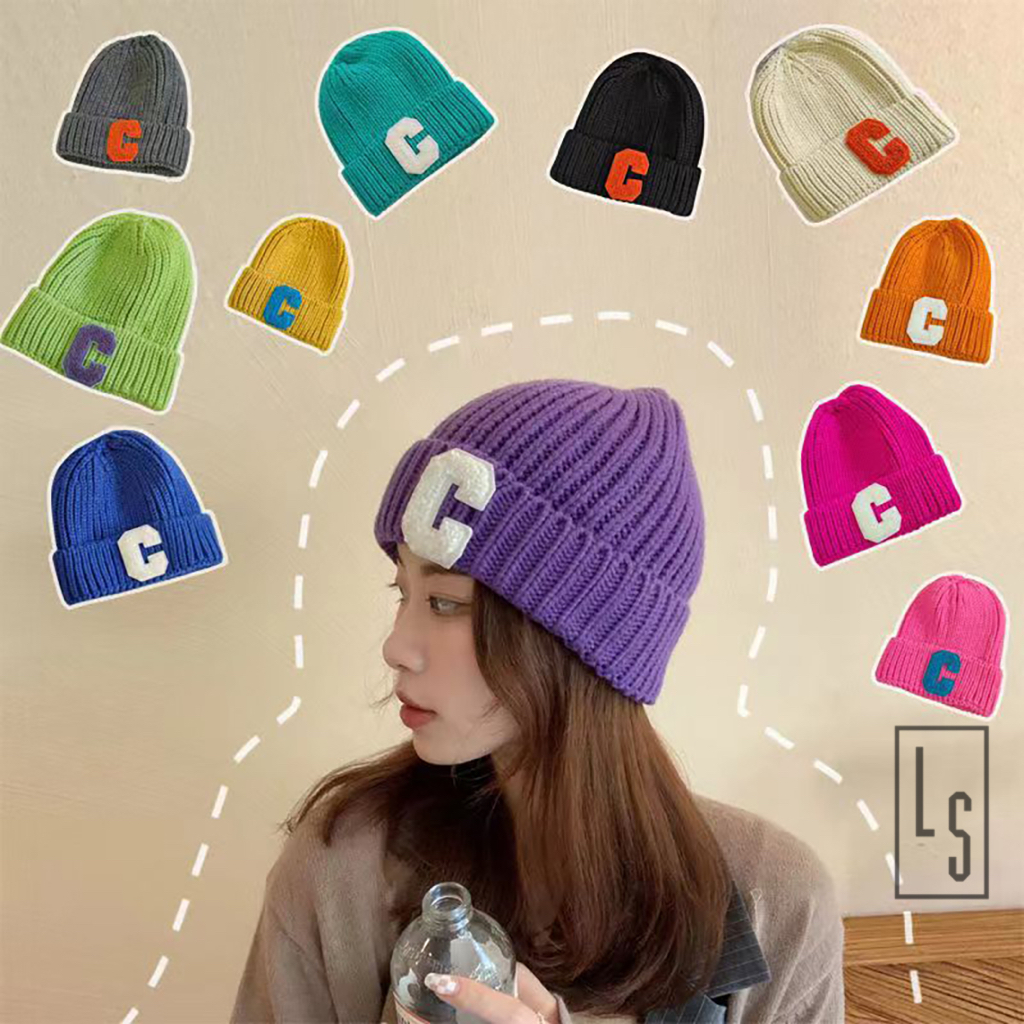 Nón Len Chữ C Gân To - Mũ Len Gân To Tag Chữ C | Shopee Việt Nam