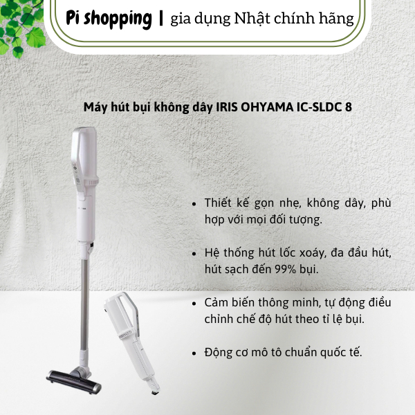 Máy hút bụi không dây IRIS OHYAMA IC-SLDC 8 | Shopee Việt Nam