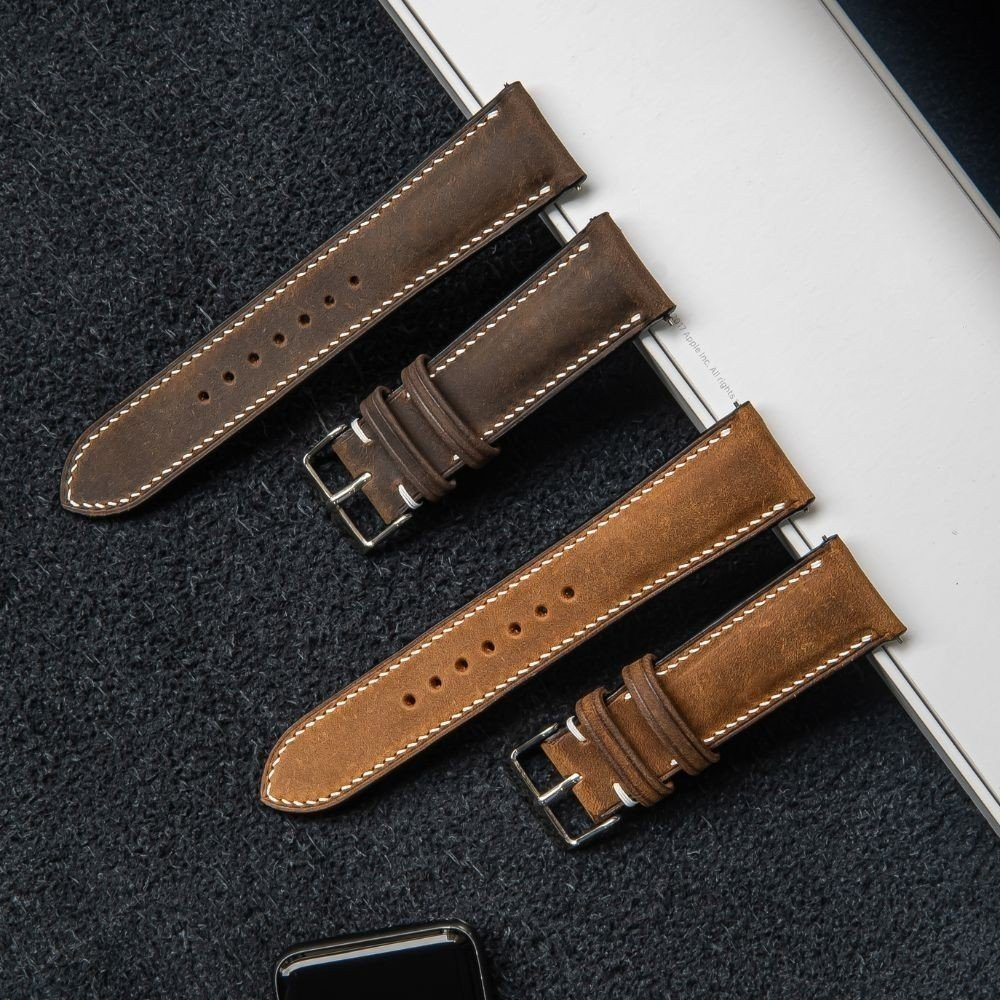 Dây đồng hồ da bò sáp handmade Vnstrap dùng cho Seiko, orient, citizen ...