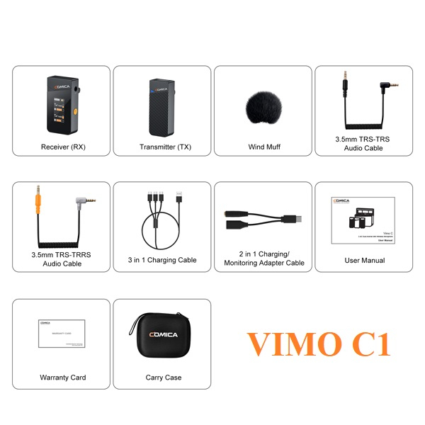 Micro thu âm không dây Comica Vimo C1/C2/C3 - Micro cài áo cổng 3.5mm ...