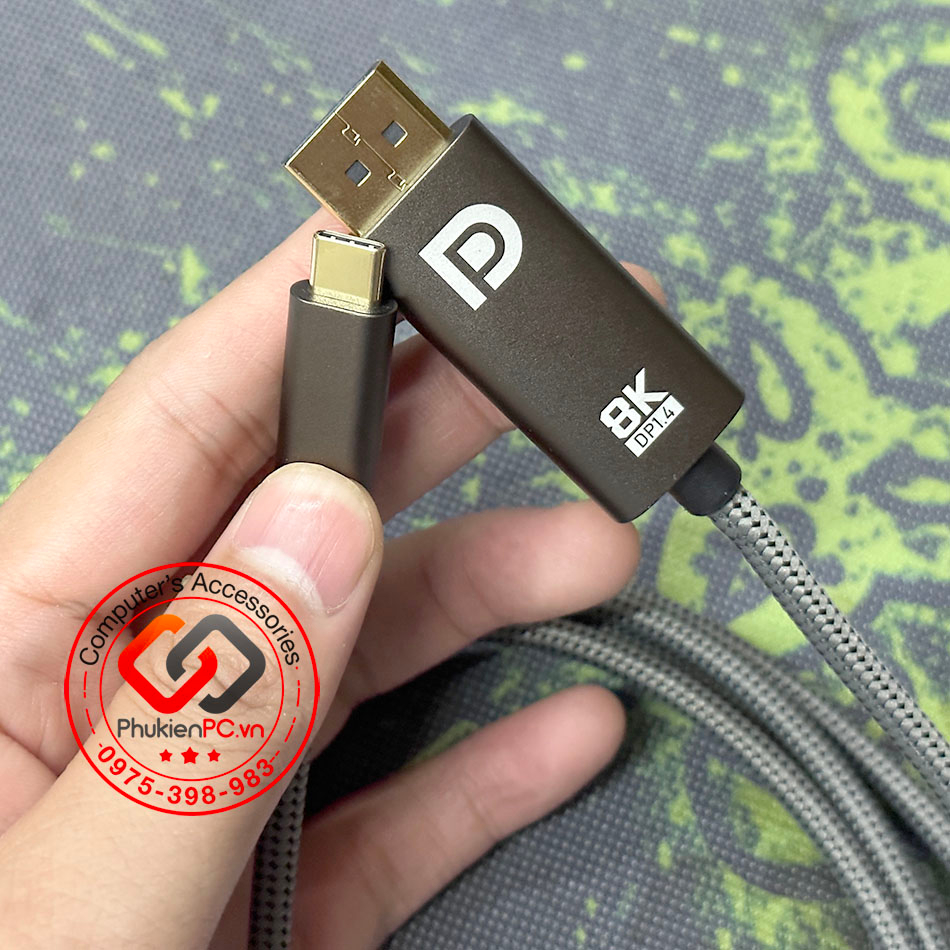 Cáp Displayport sang USB Type C monitor dài 1M, hỗ trợ 8K 60hz 4K 2K ...