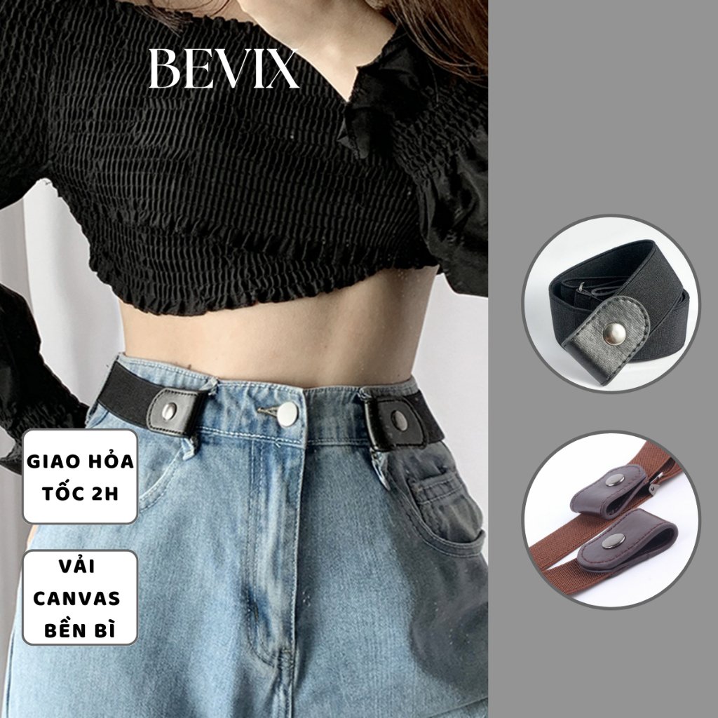 Thắt lưng, Dây nịt nam nữ dây lưng thun co giãn BEVIX có nút cài cúc ...