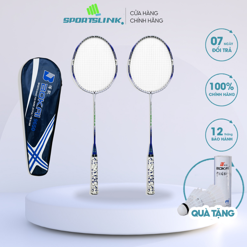 Bộ 2 Vợt Cầu Lông Sợi Cước Bokai BK135 Sportslink (Tặng Kèm 3 Quả Cầu ...