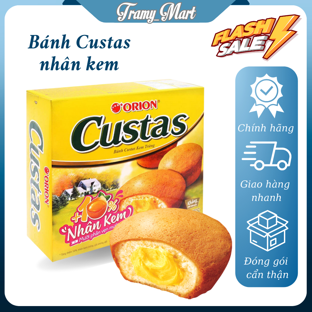 BÁNH CUSTAS ORION NHÂN KEM TRỨNG CAO CẤP HỘP 12 CÁI = 282G | Shopee ...