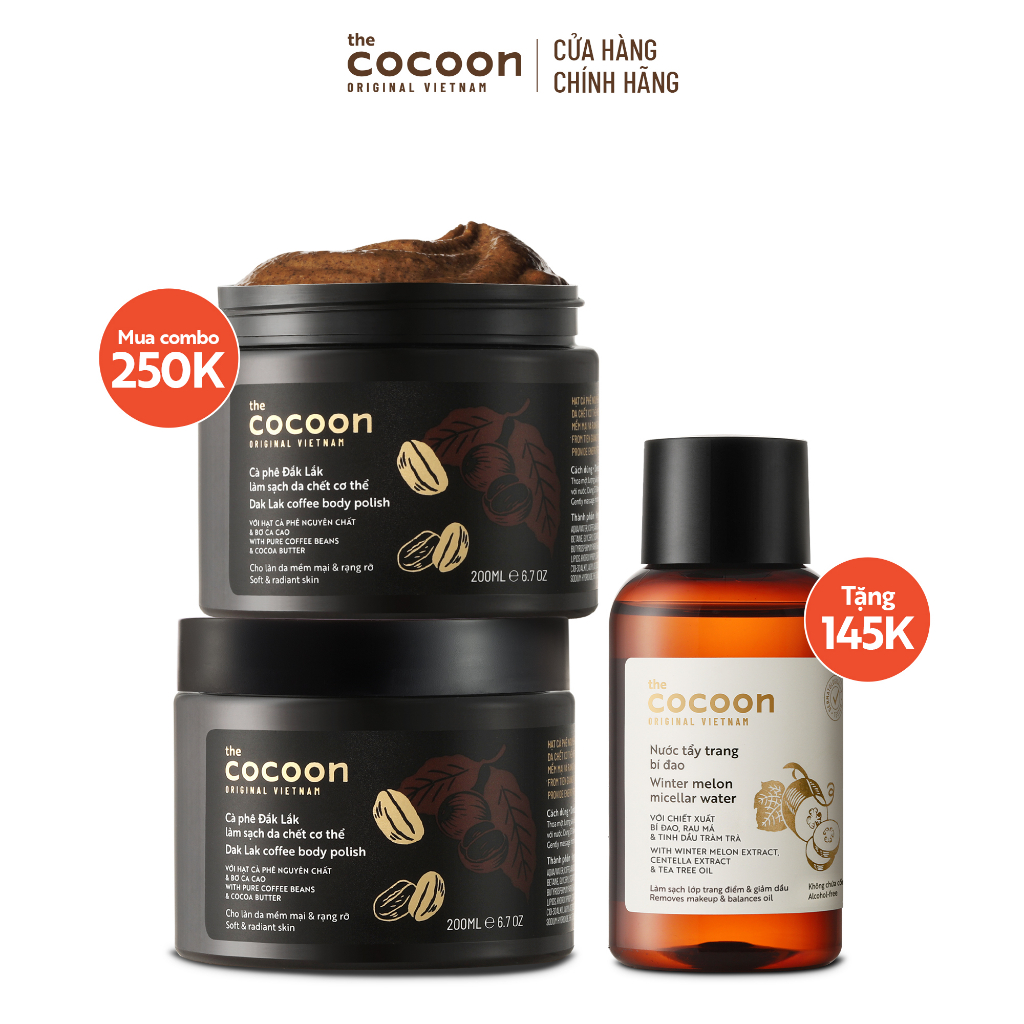 SPECIAL COMBO 2 Tẩy da chết cơ thể cà phê Đắk Lắk Cocoon 200ml tặng ...