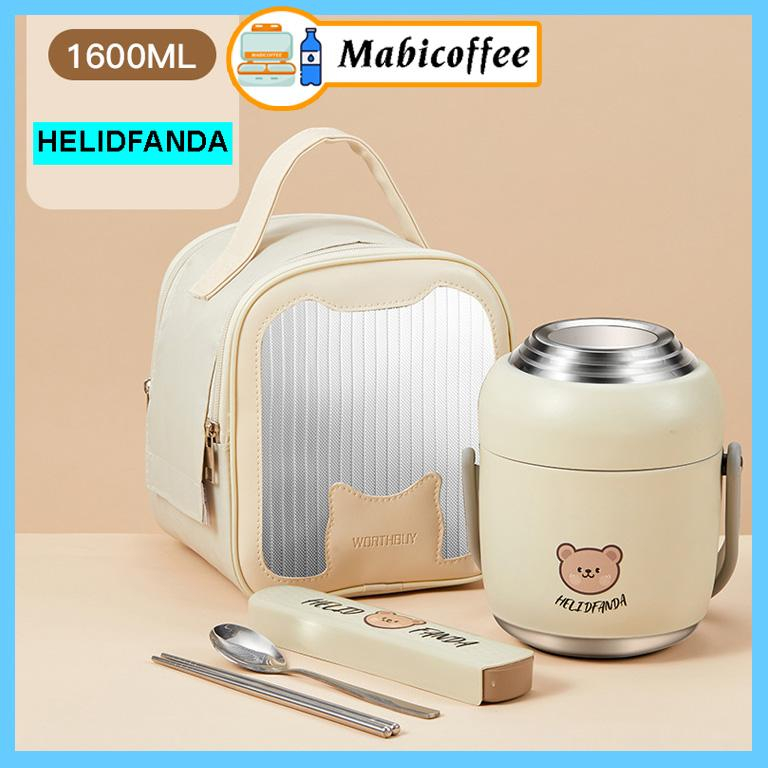 Hộp đựng cơm, cháo Helid Fanda INOX 304 - Dung tích 1.6L Tặng kèm Túi ...