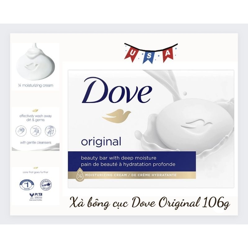 [HÀNG MỸ] XÀ BÔNG CỤC DOVE ORIGINAL BEAUTY BAR WITH DEEP MOISTURE 106G | Shopee Việt Nam