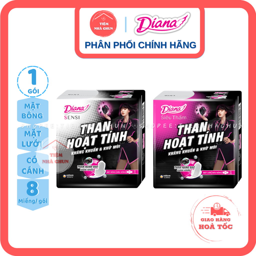 [CHE TÊN SP] [BVS Than Hoạt Tính Gói 8 Miếng 23cm] - Băng Vệ Sinh Diana ...