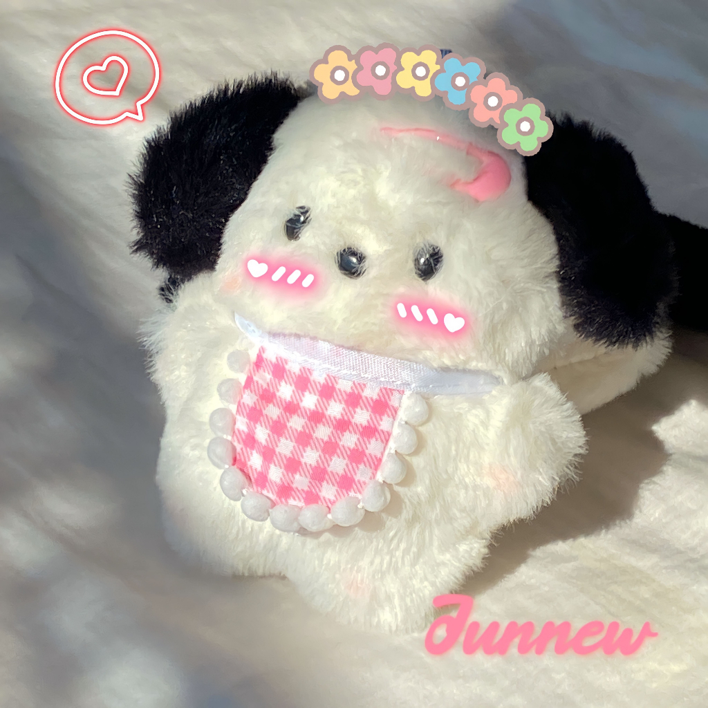 Móc khoá gấu bông chó Pochacco đeo yếm kẹp tóc cute- Có thể bóp bíp bíp ...