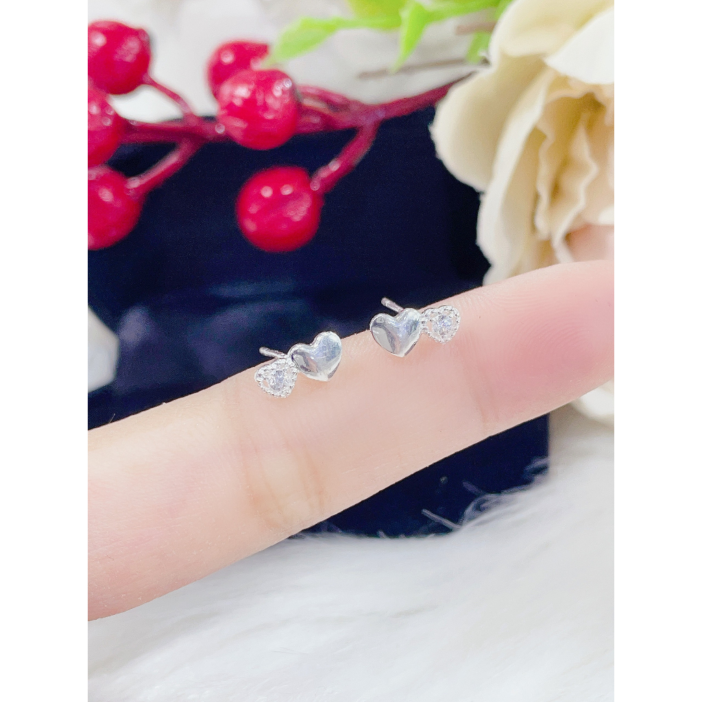 Bông Tai Bạc Nữ Hai Tim (S925) | Shopee Việt Nam