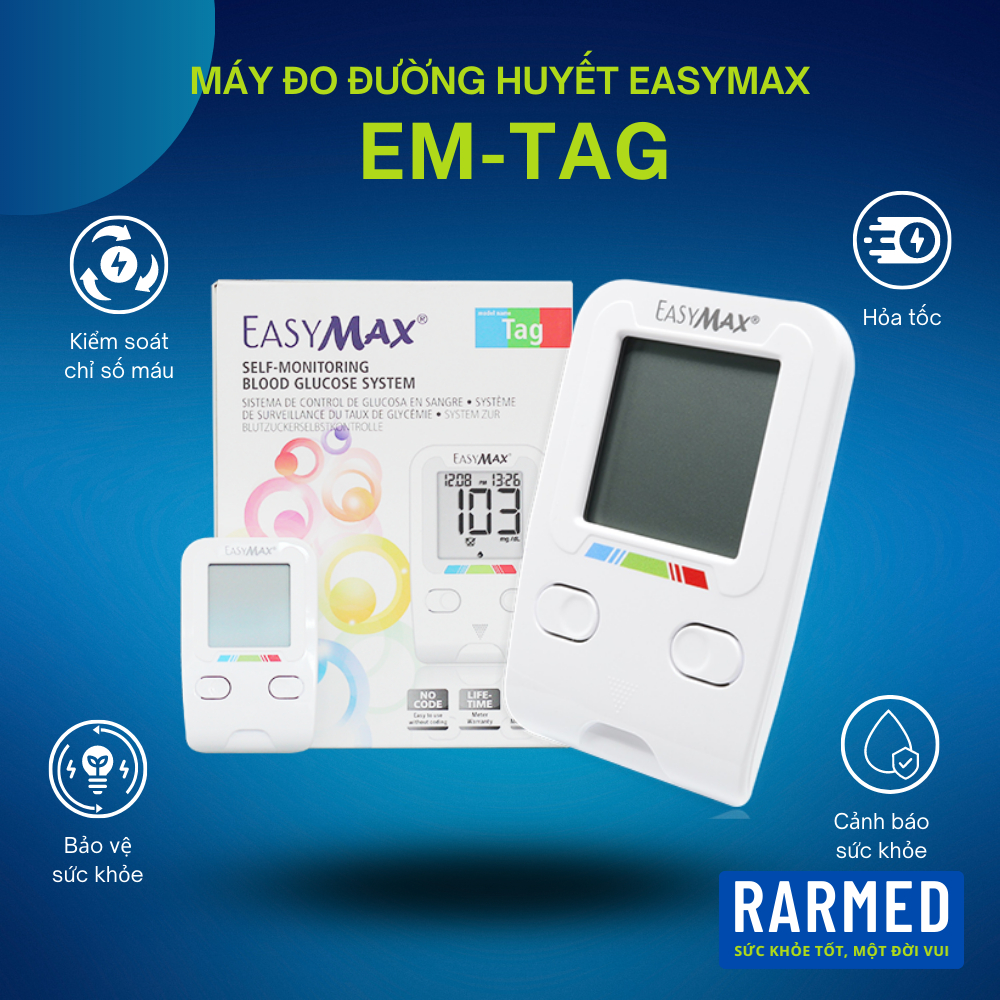 Máy đo đường huyết EasyMax TAG đo tiểu đường | Shopee Việt Nam