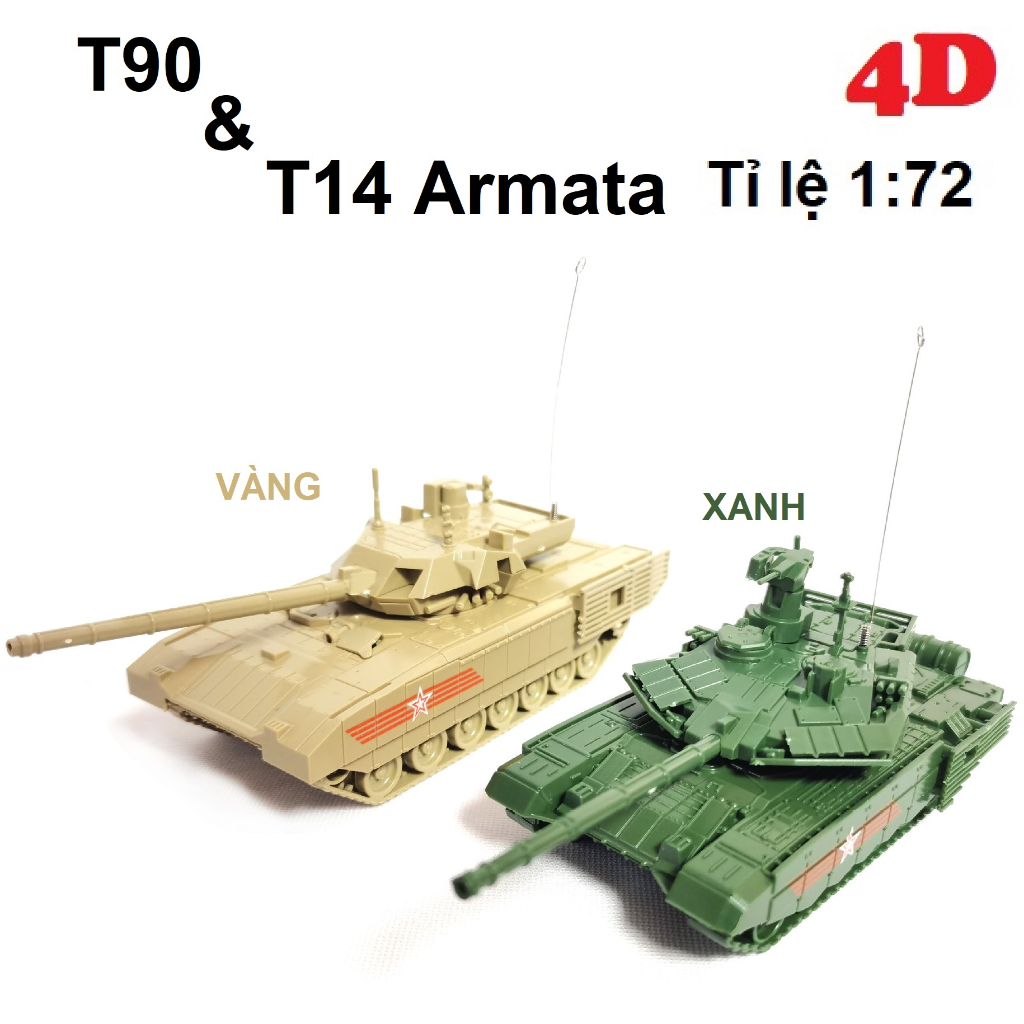Mô hình lắp ráp MHQS tỉ lệ 1:72 T90 MS và T14 Armata hãng 4D | Shopee Việt Nam
