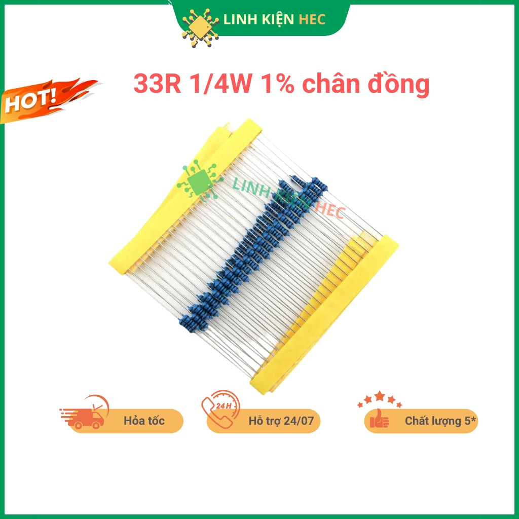 Điện trở vạch 1/4W 33R 1% chân đồng combo 50 con linhkienhec | Shopee Việt Nam