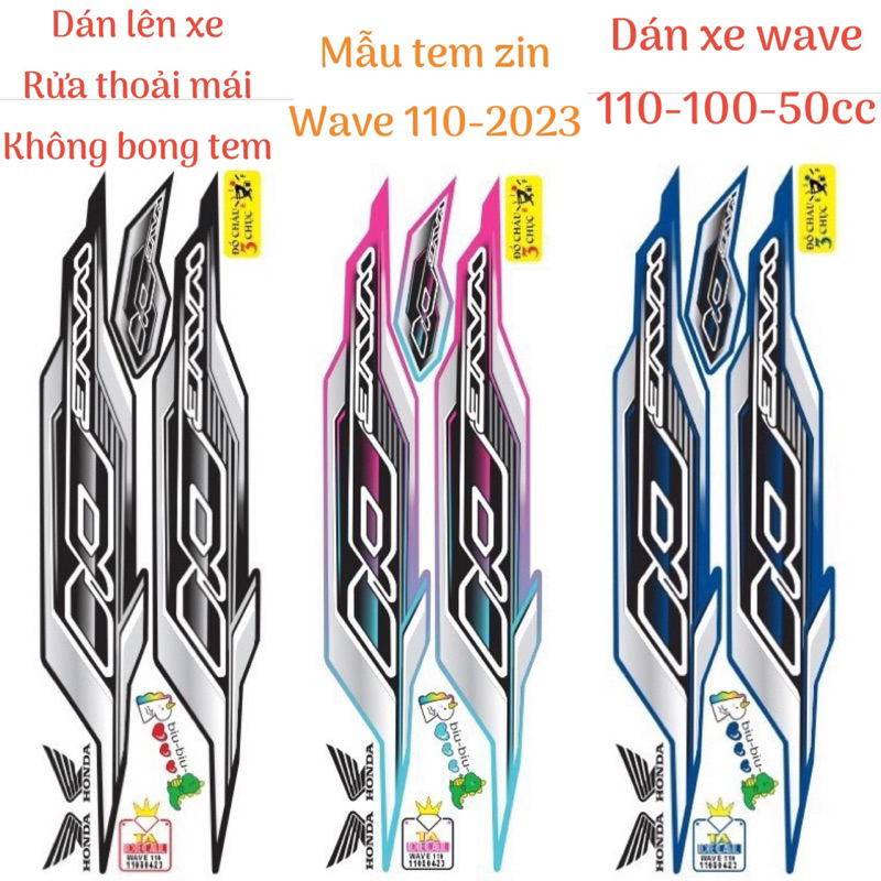 [Nhiều mẫu màu] Tem rời mẫu xe wave 110 (2023).xe wave 100 và 50cc đều ...