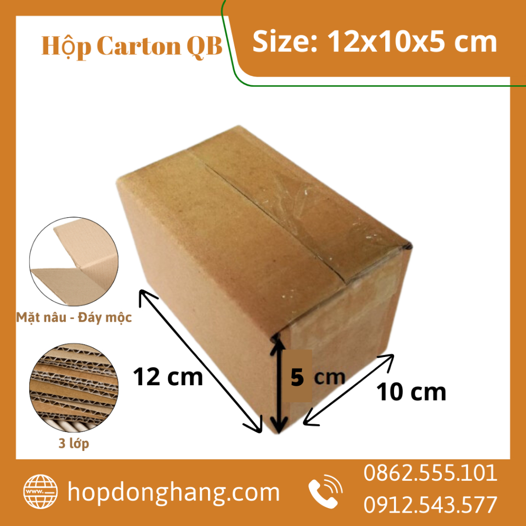 Hộp Carton Đóng Hàng, Hộp Carton 12x10x5, Hộp Ship COD, 3 Lớp sóng E ...