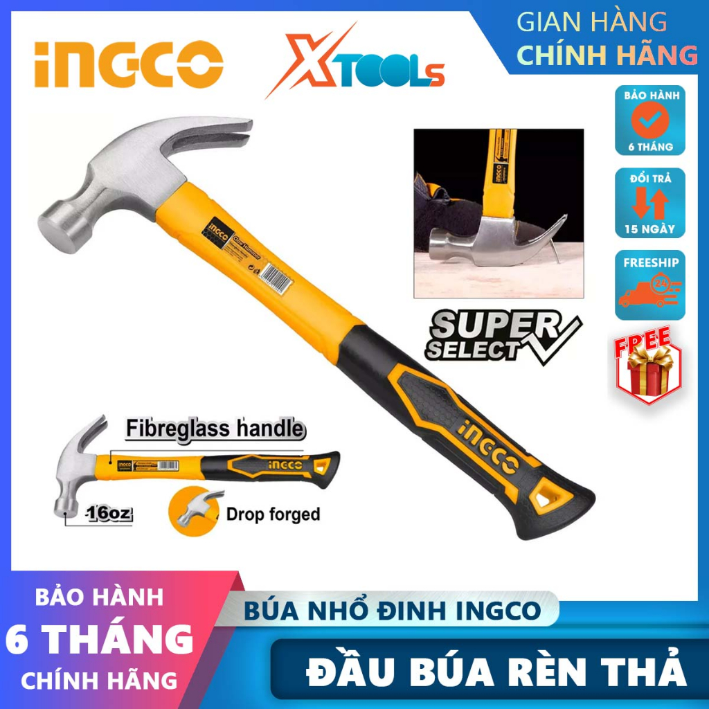 Búa nhổ đinh INGCO 220g-450g bằng thép cacbon chịu nhiệt - chính hãng | Shopee Việt Nam