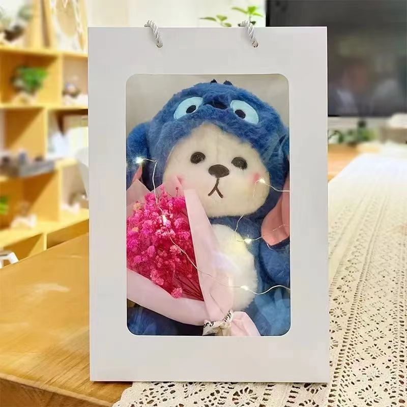 Set quà tặng gấu bông lena stich có hoa tặng bạn gái, trẻ em dịp sinh nhật trung thu, valentine ...