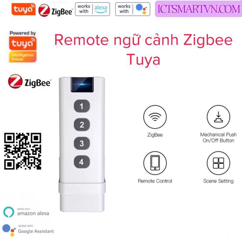 (Zigbee Tuya) Công tắc Remote ngữ cảnh Zigbee Tuya 4 nút 12 ngữ cảnh thông minh | Shopee Việt Nam