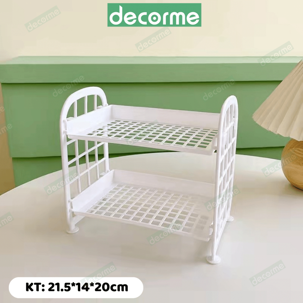 Kệ mini để bàn DecorMe kệ nhựa 2 tầng vuông kệ decor bàn học Hàn Quốc ...