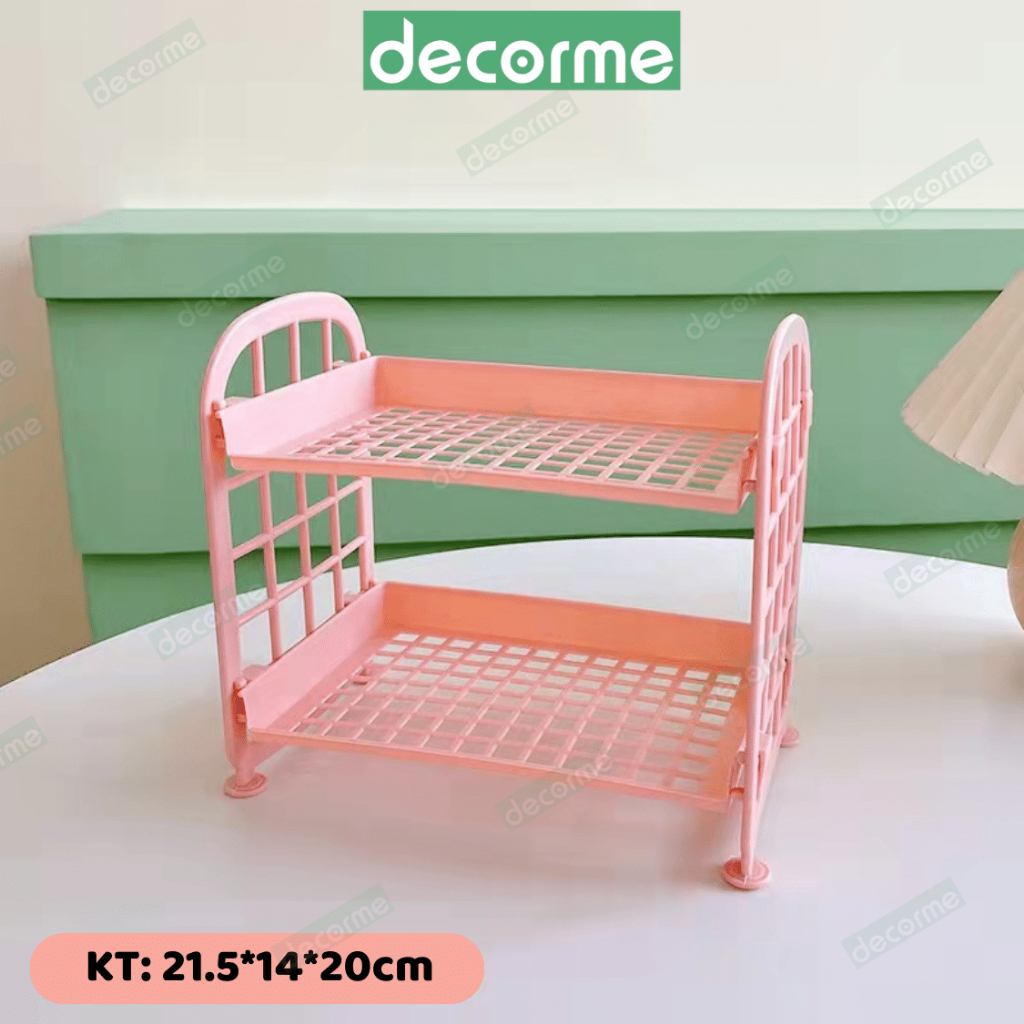 Kệ mini để bàn DecorMe kệ nhựa 2 tầng vuông kệ decor bàn học Hàn Quốc ...