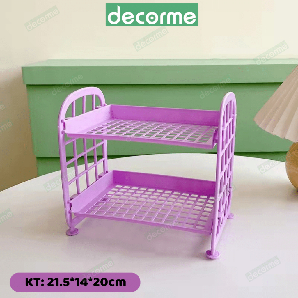 Kệ mini để bàn DecorMe kệ nhựa 2 tầng vuông kệ decor bàn học Hàn Quốc ...