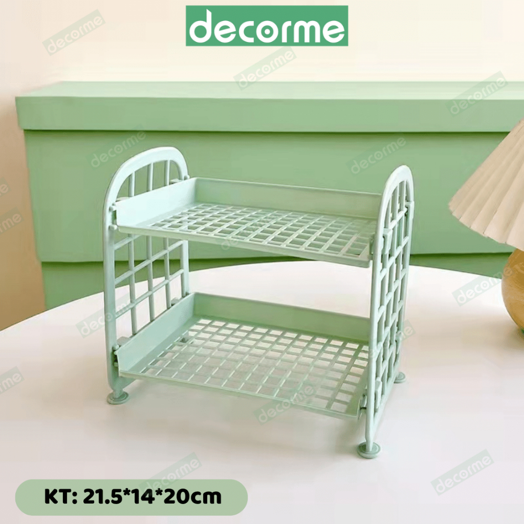 Kệ mini để bàn DecorMe kệ nhựa 2 tầng vuông kệ decor bàn học Hàn Quốc ...