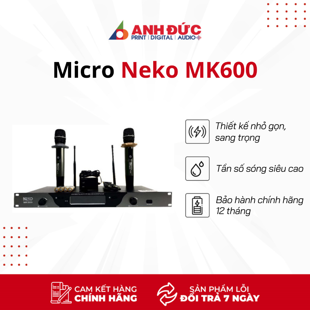 Micro Không Dây Neko MK600 - Hàng Chính Hãng Bảo Hành 12 Tháng | Shopee ...
