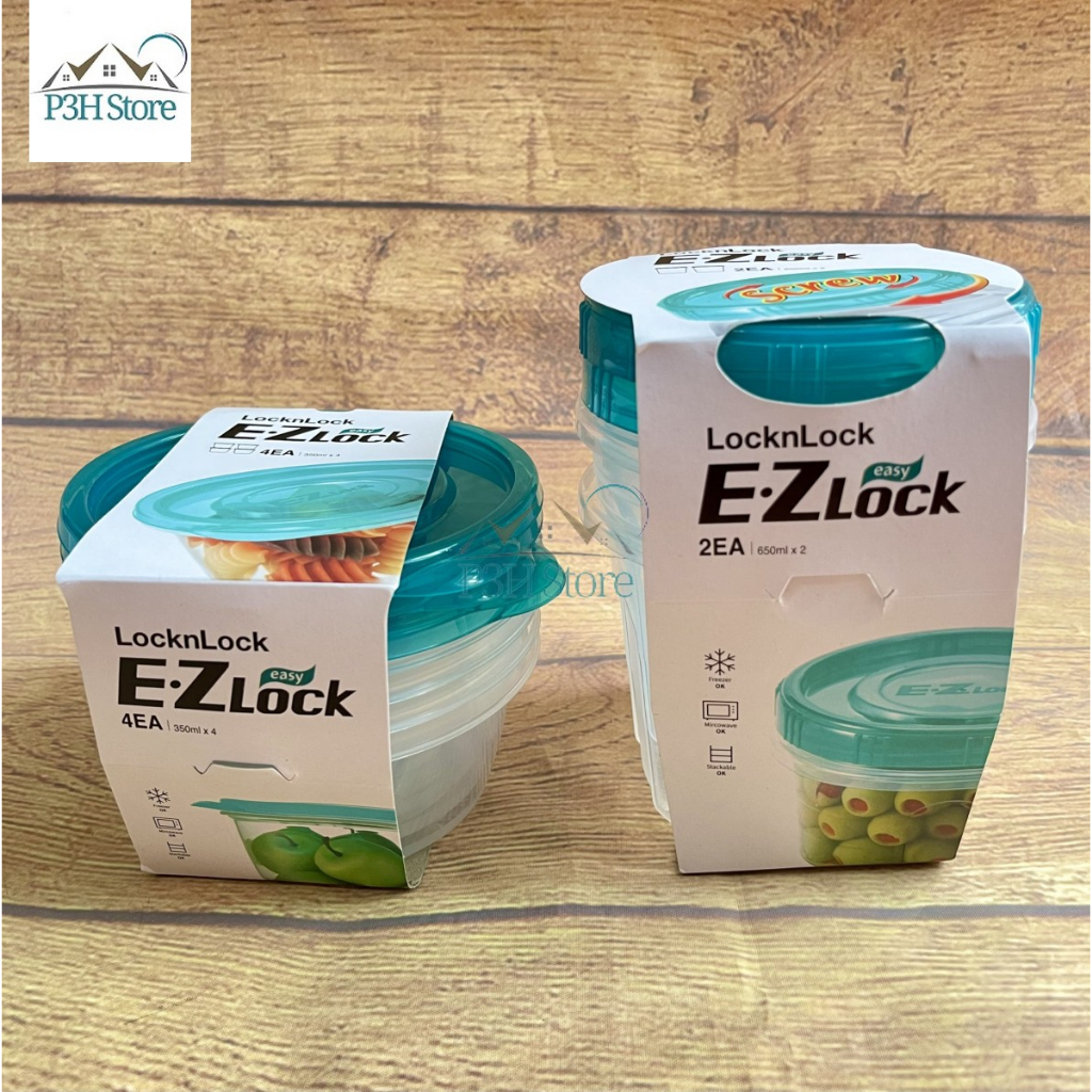 Bộ hộp nhựa LocknLock EZLock đựng thực phẩm nắp xanh HLE9610SCBLU HLE9400SCBLU | Shopee Việt Nam