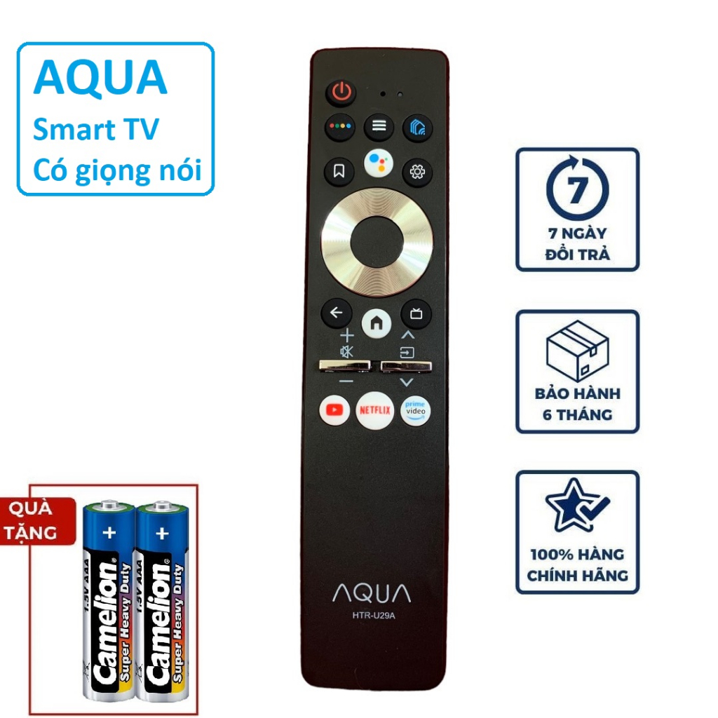 Điều khiển tivi Aqua giọng nói chính hãng, remote aqua smart TV thông ...