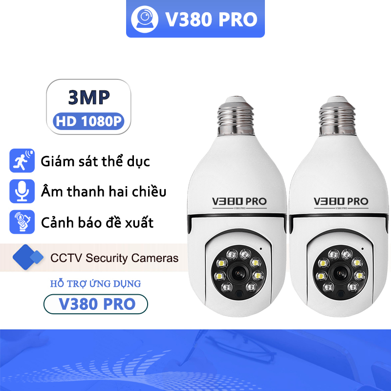 Camera V380 Pro Wifi 8 LED Đuôi Bóng Đèn Xoay 360 Độ 3.0MP HD 1080P ...