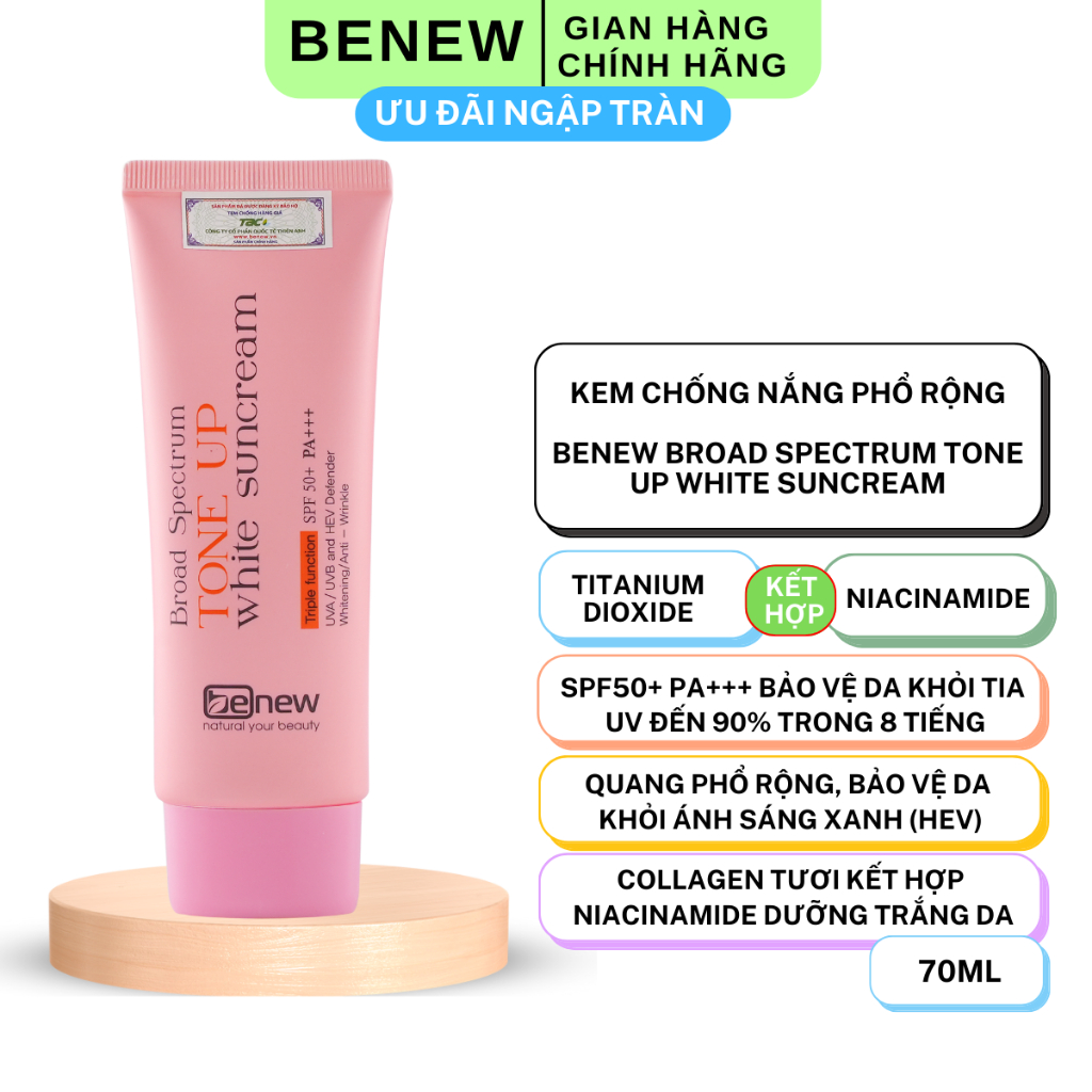 BENEW CHÍNH HÃNG Kem chống nắng phổ rộng chống ánh sáng xanh Benew ...