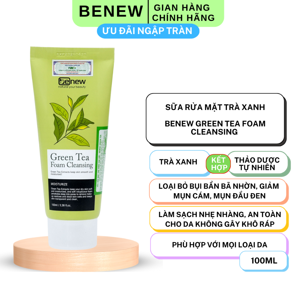 BENEW CHÍNH HÃNG Sữa rửa mặt trà xanh kháng khuẩn ngừa mụn - BENEW ...