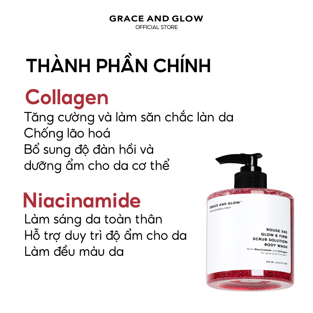 Sữa tắm tẩy tế bào chết scrub Grace and Glow Rouge 540 Scrub Solution ...