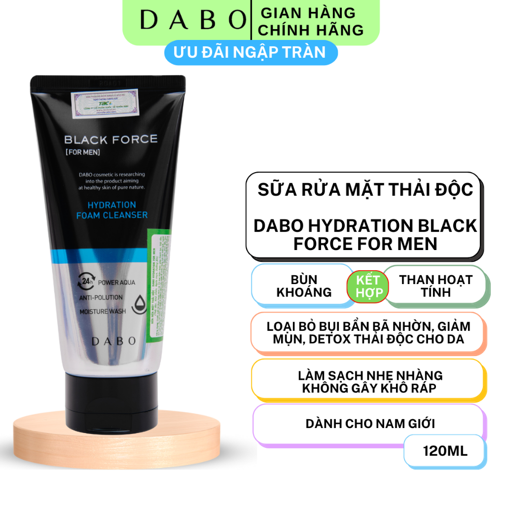 DABO CHÍNH HÃNG Sữa rửa mặt cấp ẩm thải độc dành cho nam - DABO Black ...