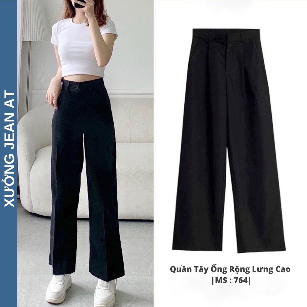 Quần Tây Đen Nữ Ống Rộng Suông Dài Hàn Quốc Phong Cách Ulzzang, Đi Học ...