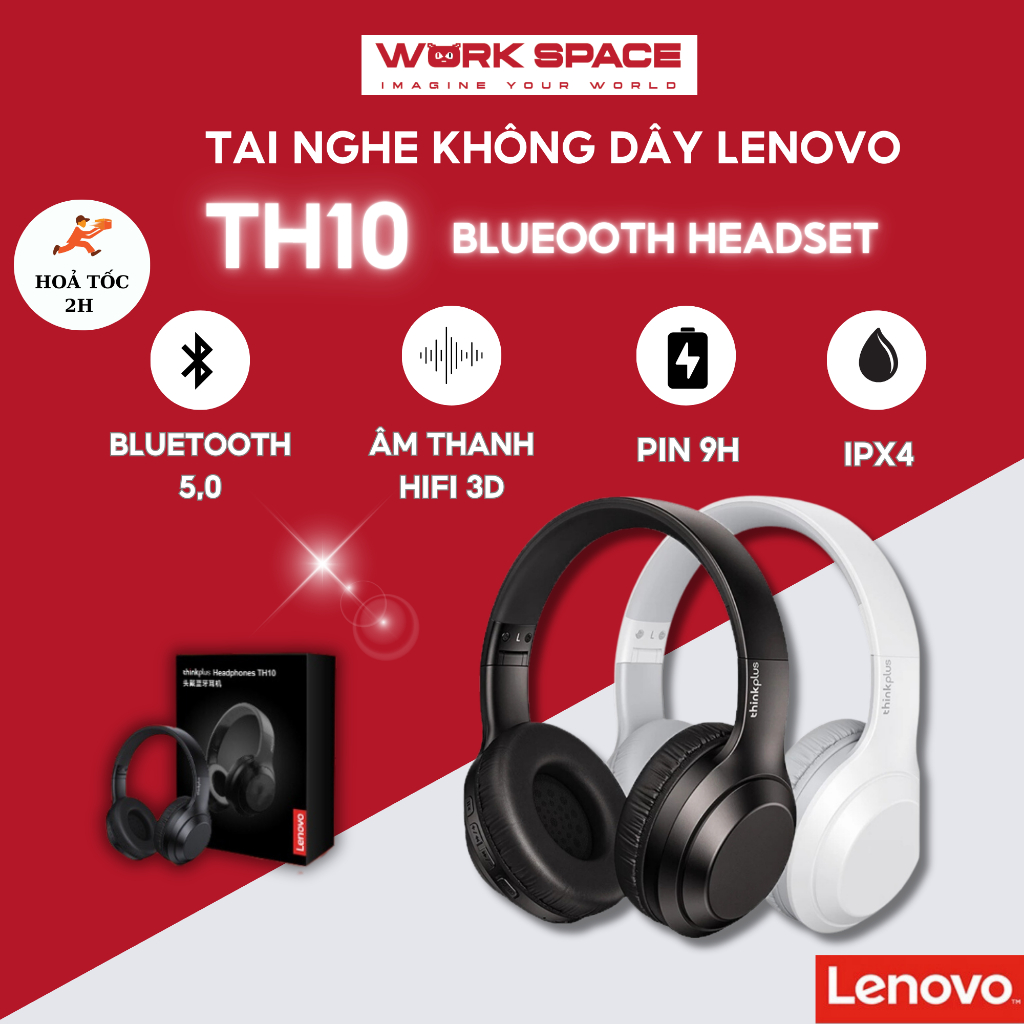 Tai nghe Lenovo ThinkPlus TH10 bluetooth 5.0 âm thanh nổi, giảm ồn ...