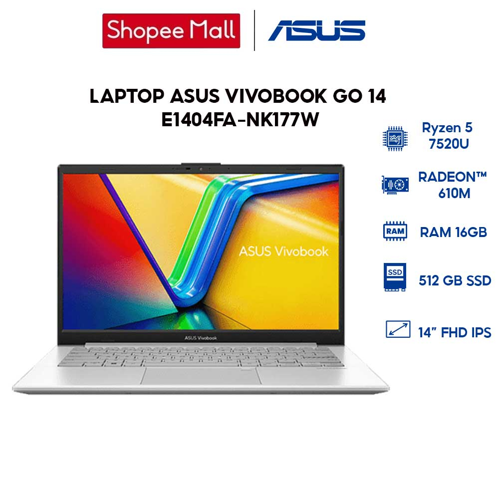Laptop ASUS VivoBook Go 14 E1404FA-NK177W R5-7520U | 16GB | 512GB |14 ...