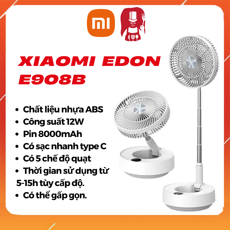 QUẠT TÍCH ĐIỆN XIAOMI EDON E908B _ MÀU TRẮNG | Shopee Việt Nam