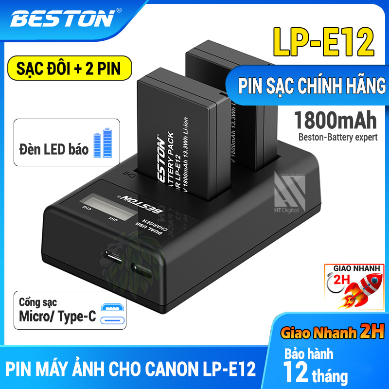 Pin Sạc Canon LP-E12 Beston Cho Máy Ảnh Canon M10 EOS M50 EOS M100 EOS ...