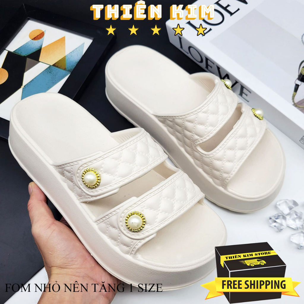 Dép bánh mì nữ quai ngang 2 quai đế cao 6,5cm tôn dáng cho phái đẹp ...