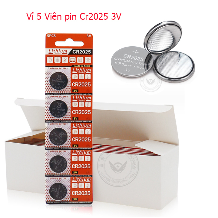 1 vỉ 5 viên pin cúc Lithium 3V CR2025 pin nút cho Cmos, điều khiển ...