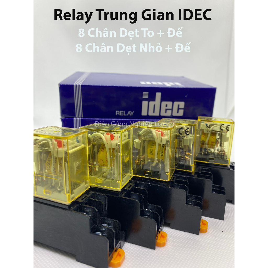 Rơle trung gian IDEC 14 chân dẹt lớn RH4B-UL Relay kiếng 8 chân dẹt lớn ...