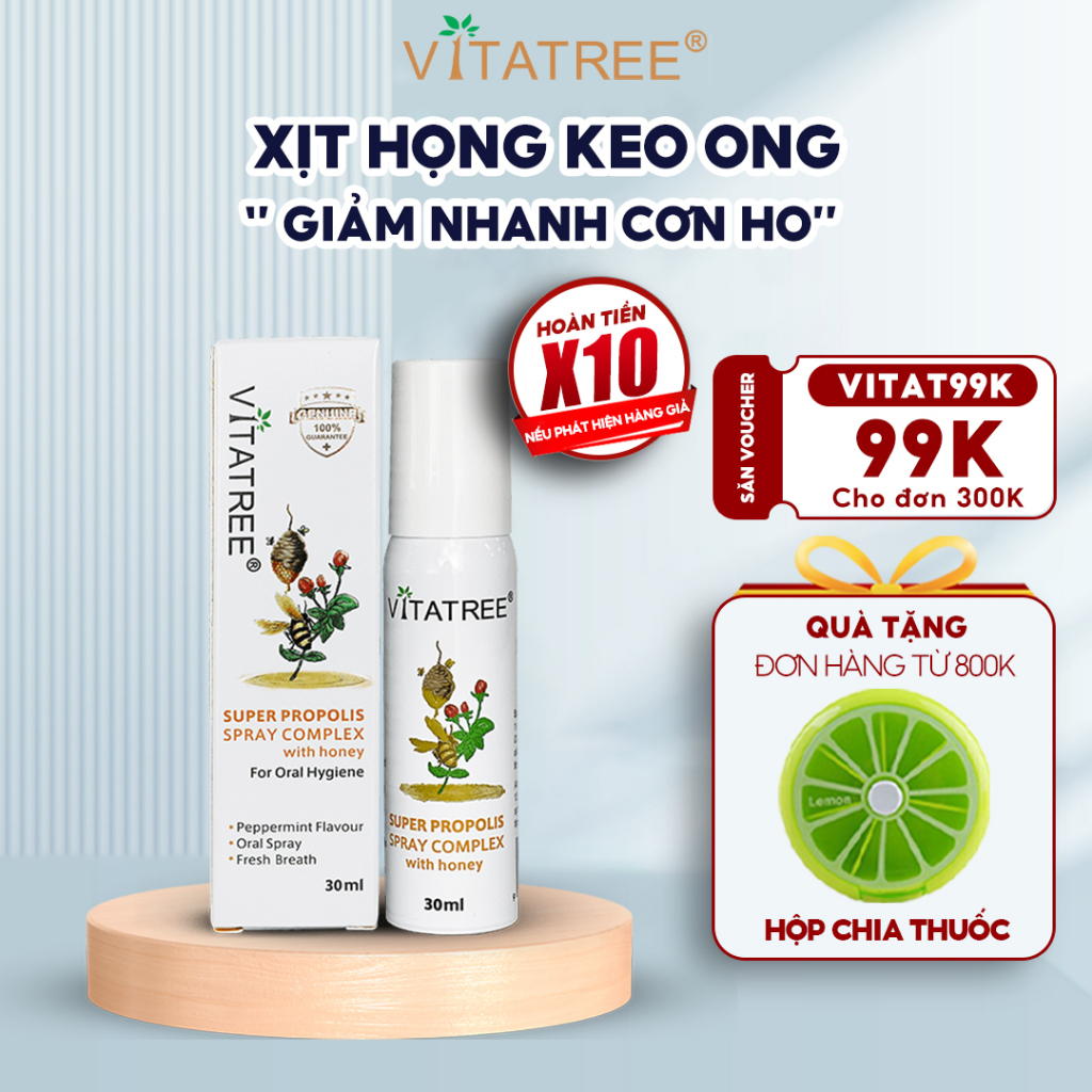 Xịt keo ong Vitatree Super Propolis Spray Complex with honey tăng đề ...