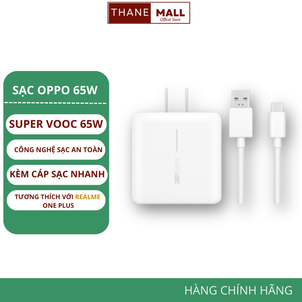Bộ Sạc Nhanh OPPO Super VOOC 65W | Đầu ra USB: 10V - 6.5A | Shopee Việt Nam
