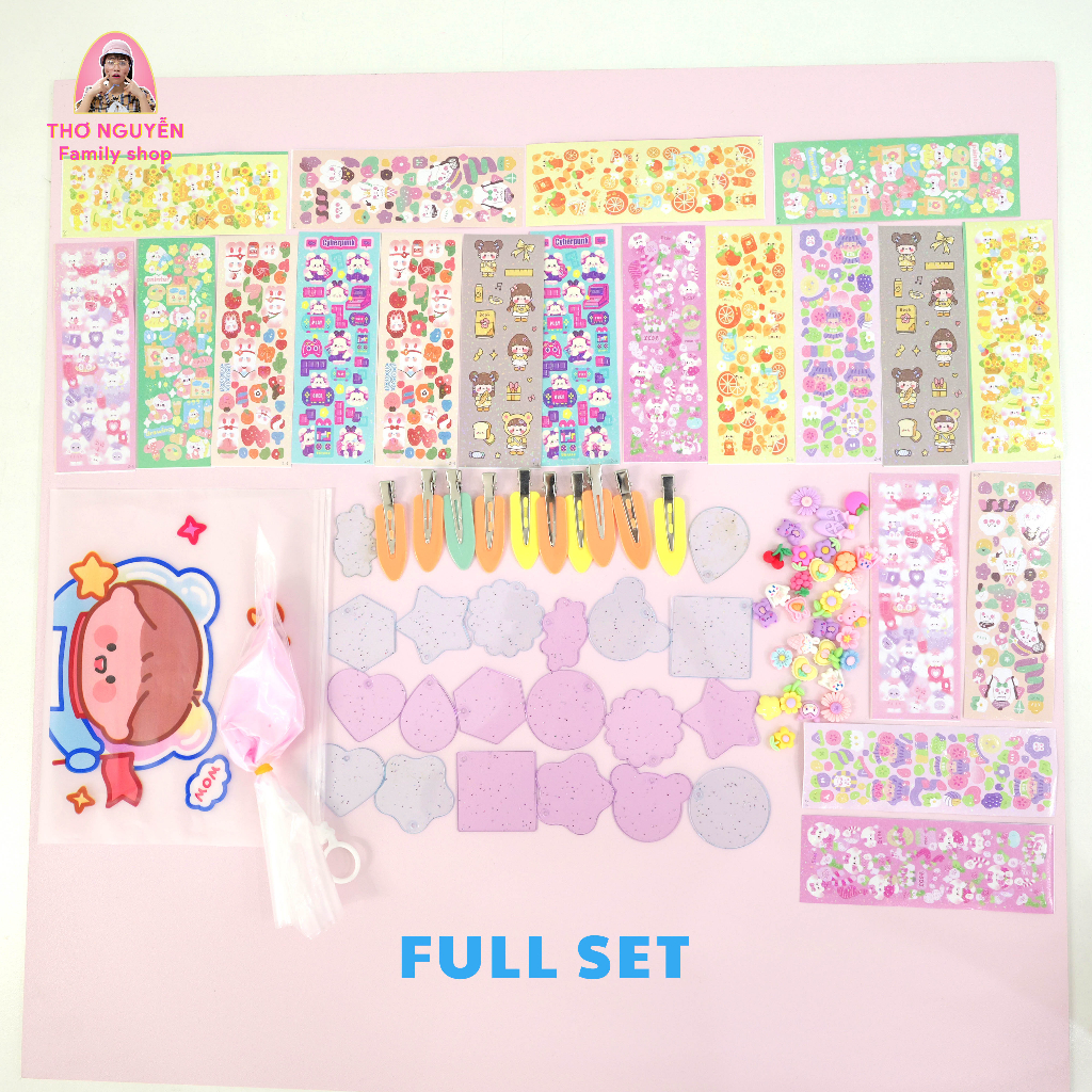 set làm móc khóa và kẹp tóc kèm sticker (set lớn) - Thơ Nguyễn Shop ...