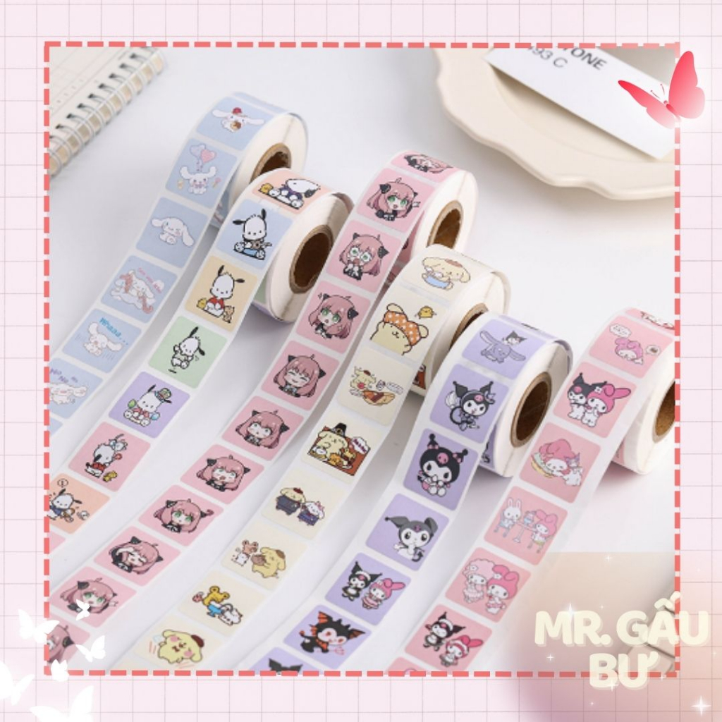 Cuộn 500 tem sticker hoạt hình sanrio niêm phong (6) | Shopee Việt Nam