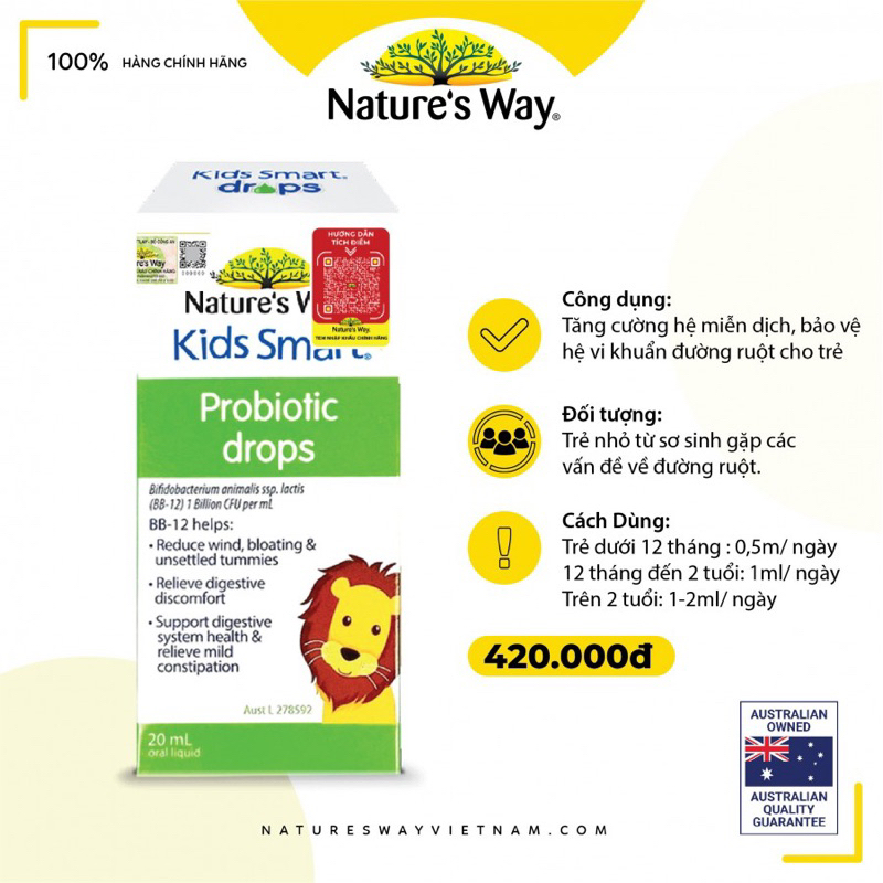 Nature’s Way Kids Smart Drops Probiotic – Bổ sung men vi sinh cho bé (20ml Có Tem) | Shopee Việt Nam