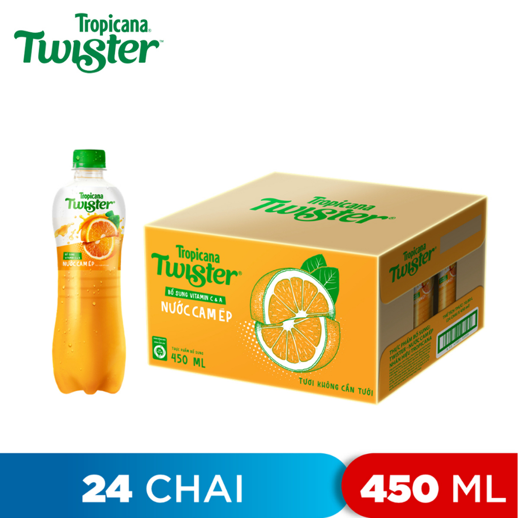 THÙNG 24 CHAI NƯỚC CAM ÉP ORANGE JUICE TROPICANA TWISTER 450ML | Shopee Việt Nam