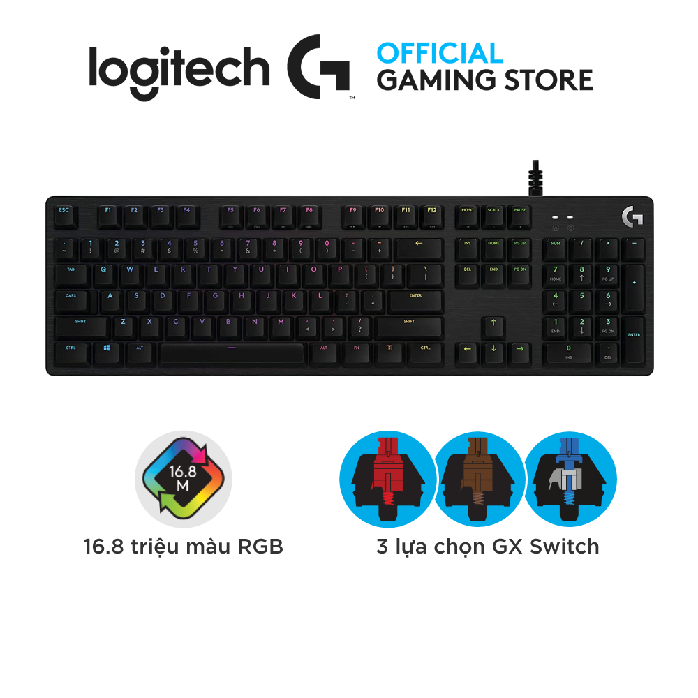 Logitech G512 RGB Mechanical Gaming Keyboard - Switch GX (Clicky ...